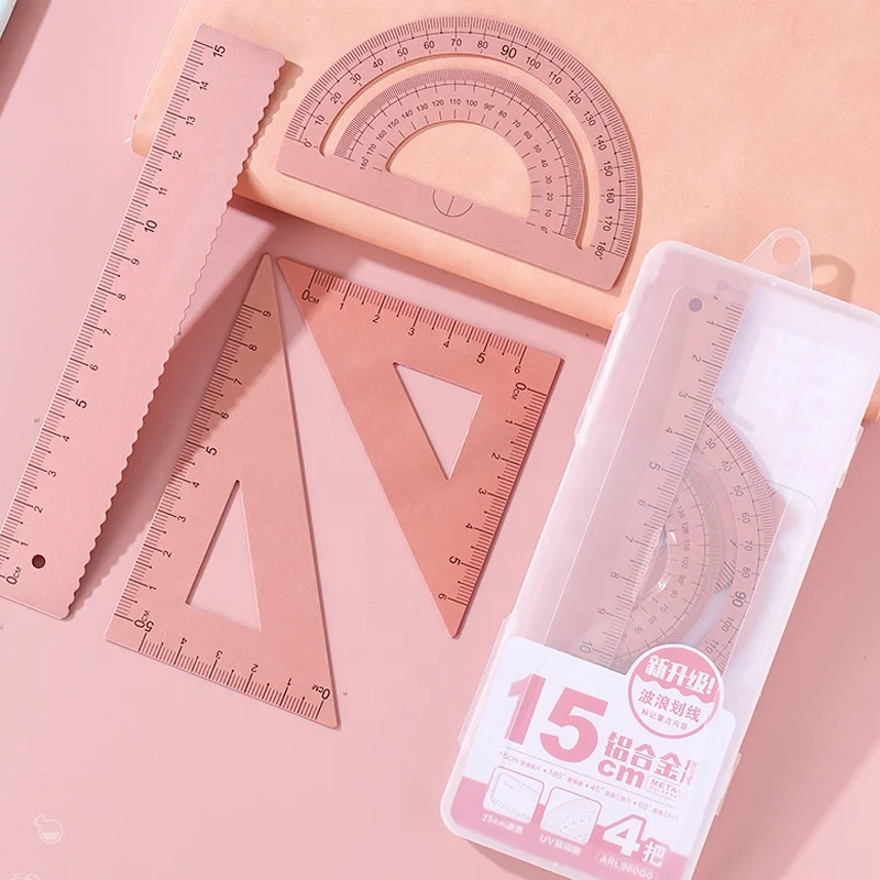 Multi-Color Triangle Scale Set Metal Drawing Ruler Tool for Scale ...