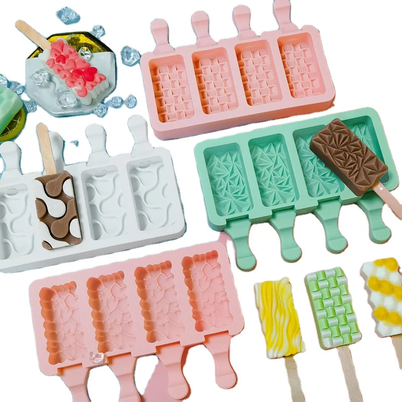 4-cavity Homemade Various Shapes Silicone Cream Ice Pop Molds Cakesicle ...