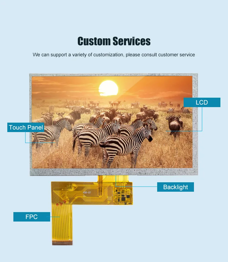 7 Inch TFT LCD Touch Display Panels with LVDS I2C Interface