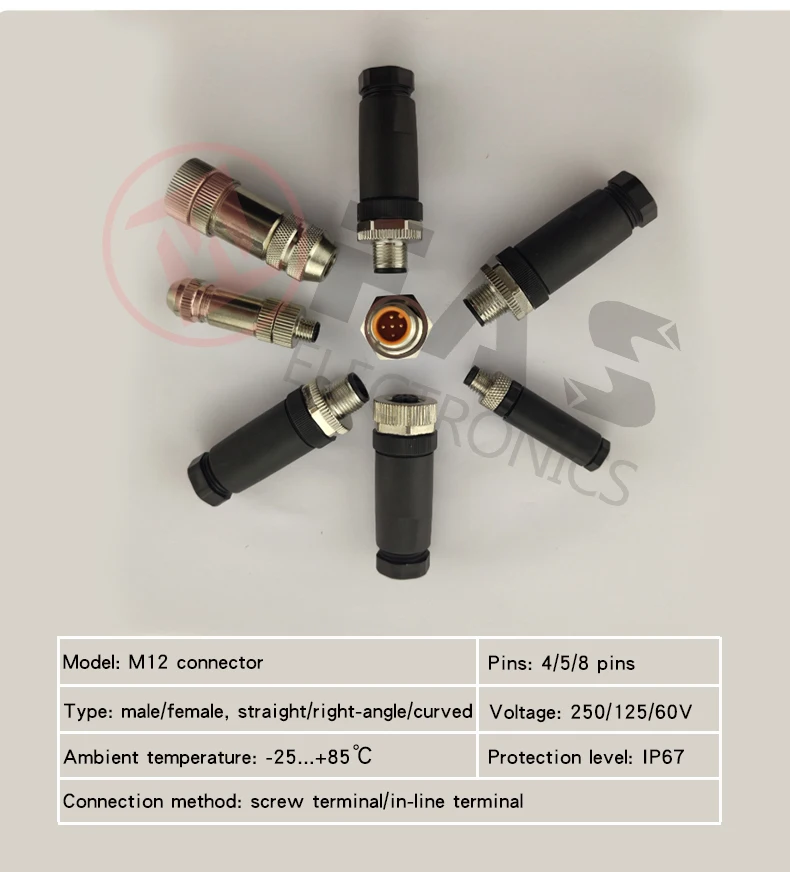 M12 Screw Clamp Terminal Shielding - 12 Mbps Iris Spring Connection