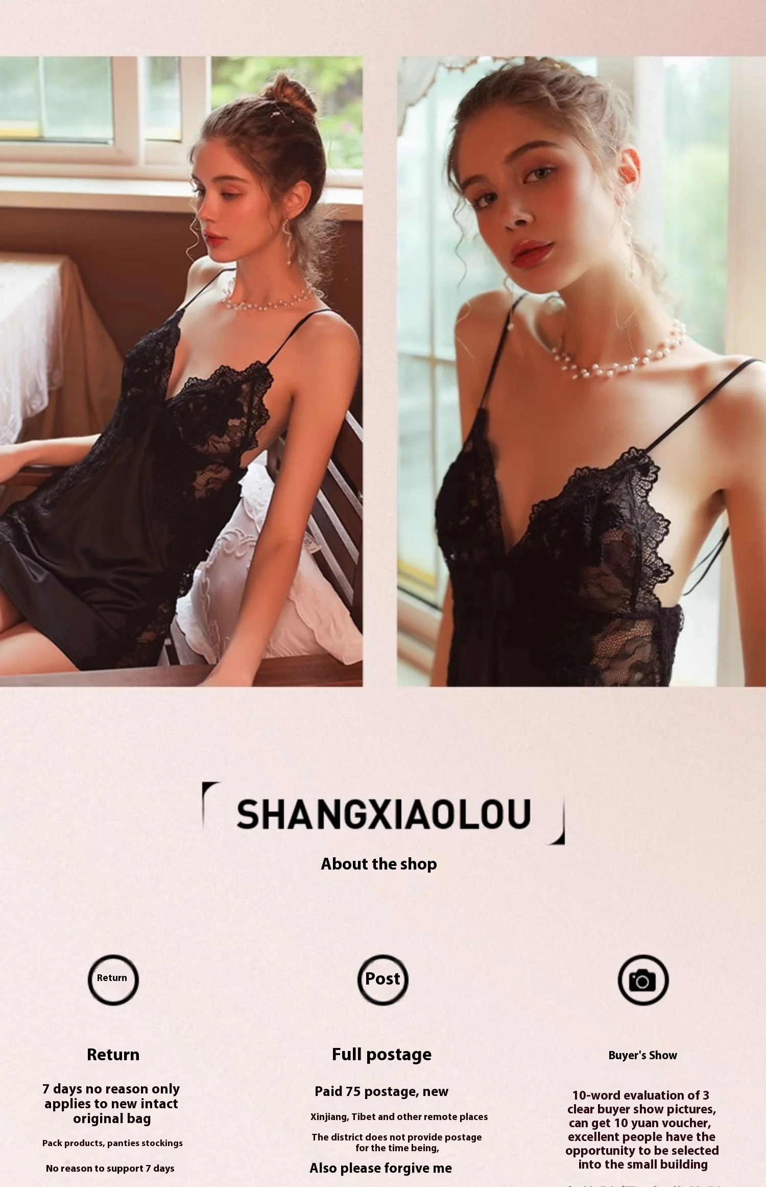 2025 Xiao Lou Women's Satin Pajamas Ice Silk Nightgown Suit Lace Sling ...