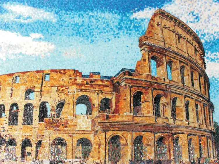 Hasin Italian Colosseum Wall Decor Glass Mosaic Tile(famous Building ...
