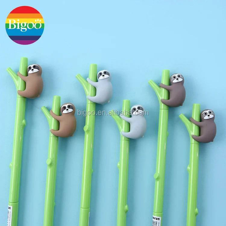Kawaii Pen Cartoon Tree with Sloth Design 0.5mm Gel Ink Pen with Custom ...