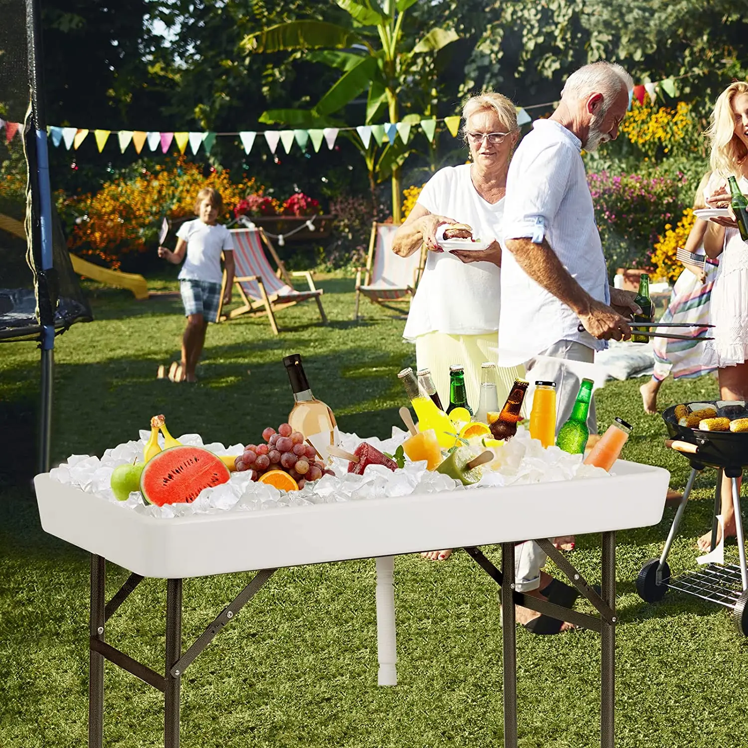 Multi-use Plastic Folding Ice Cooler Table, Ice Party Table, Fill and ...