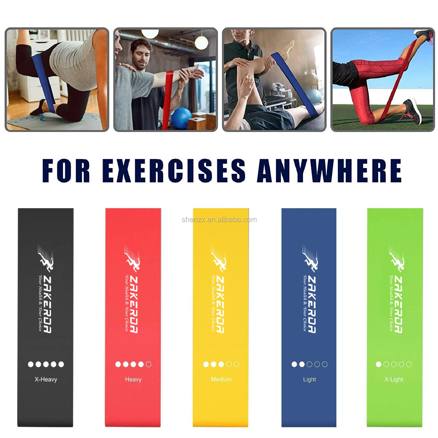 Latex Resistance Bands Custom Logo 5 Levels Physical Therapy Workout ...