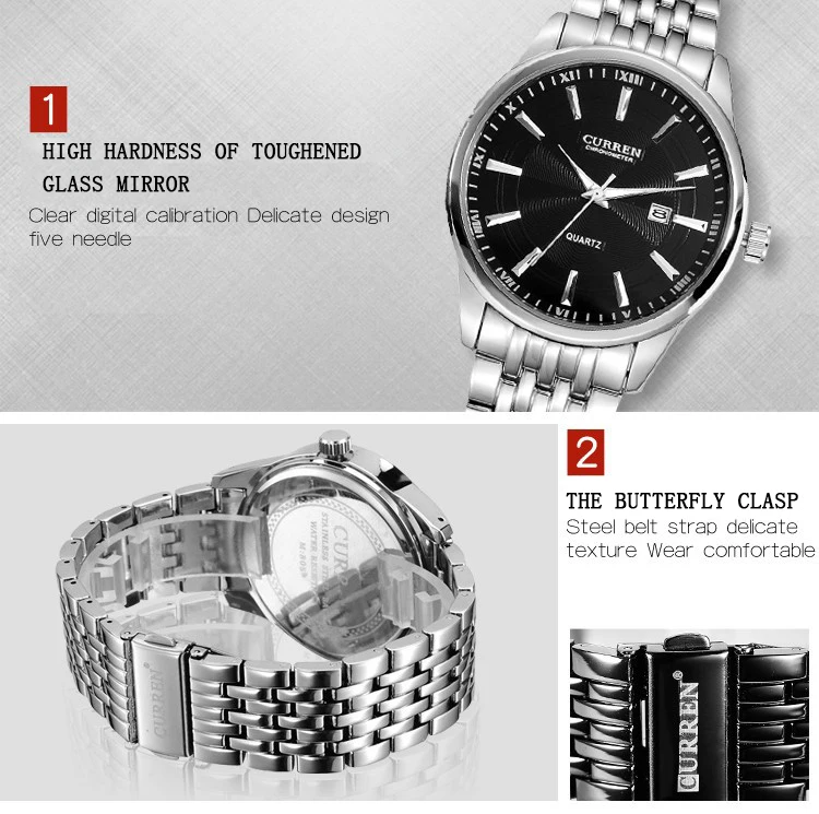 CURREN 8052 Luxury White Quartz Watch for Men - Stylish Stainless Steel ...