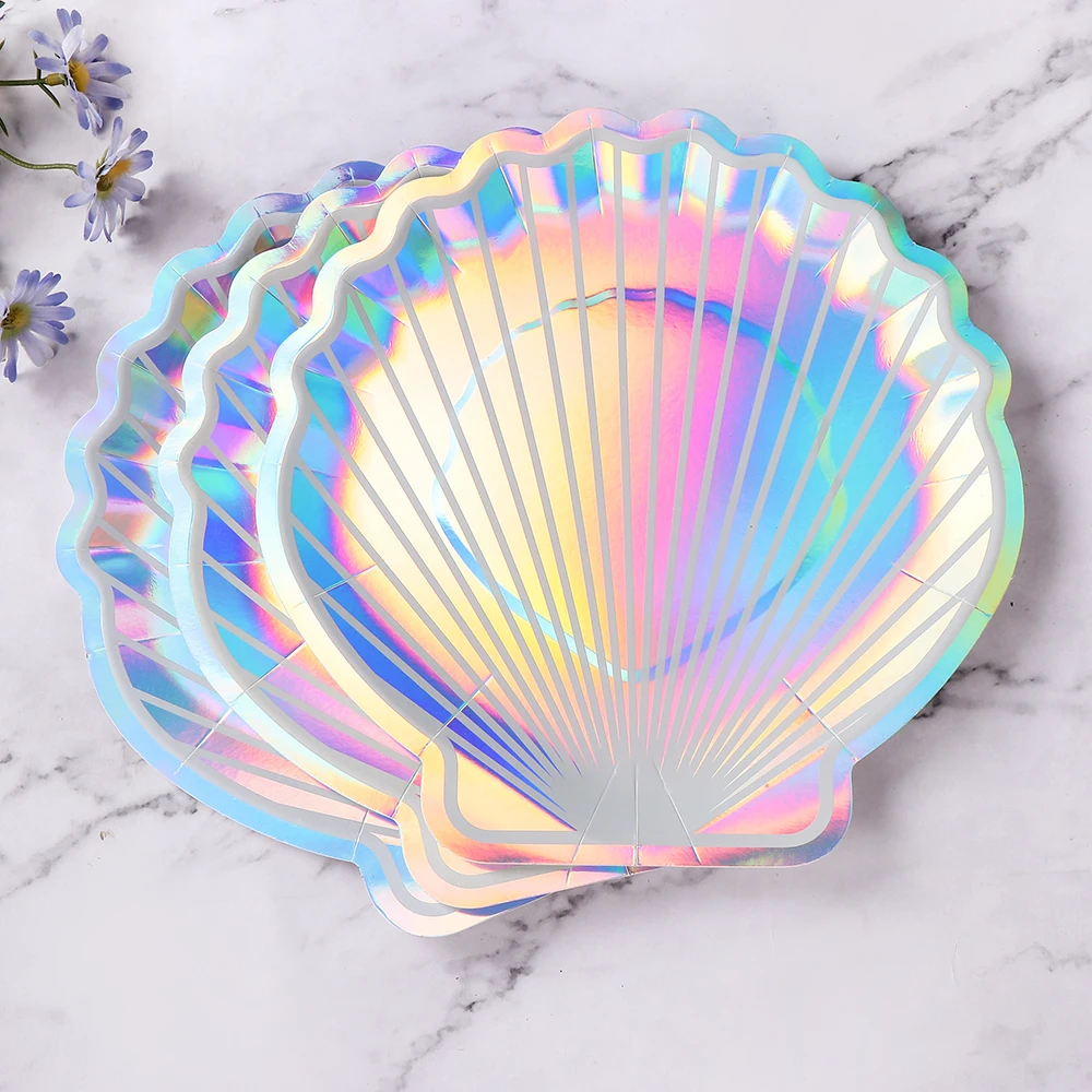 Mermaid Scalloped Seashell Paper Plates Disposable Party Dinnerware ...