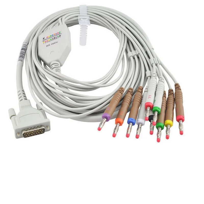 One-piece Eeg Ekg Ecg Cable 10 Lead Ecg Cable With Banana For Edan ...