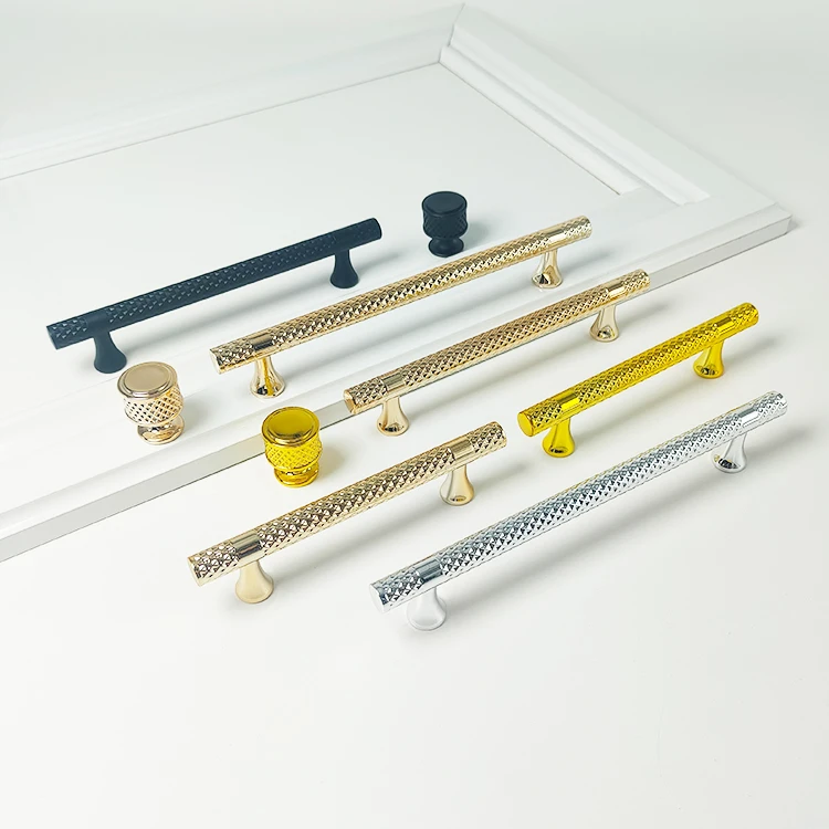 Gold Plastic Knobs Cabinet Door Knurled Handle Drawer Living Room ...