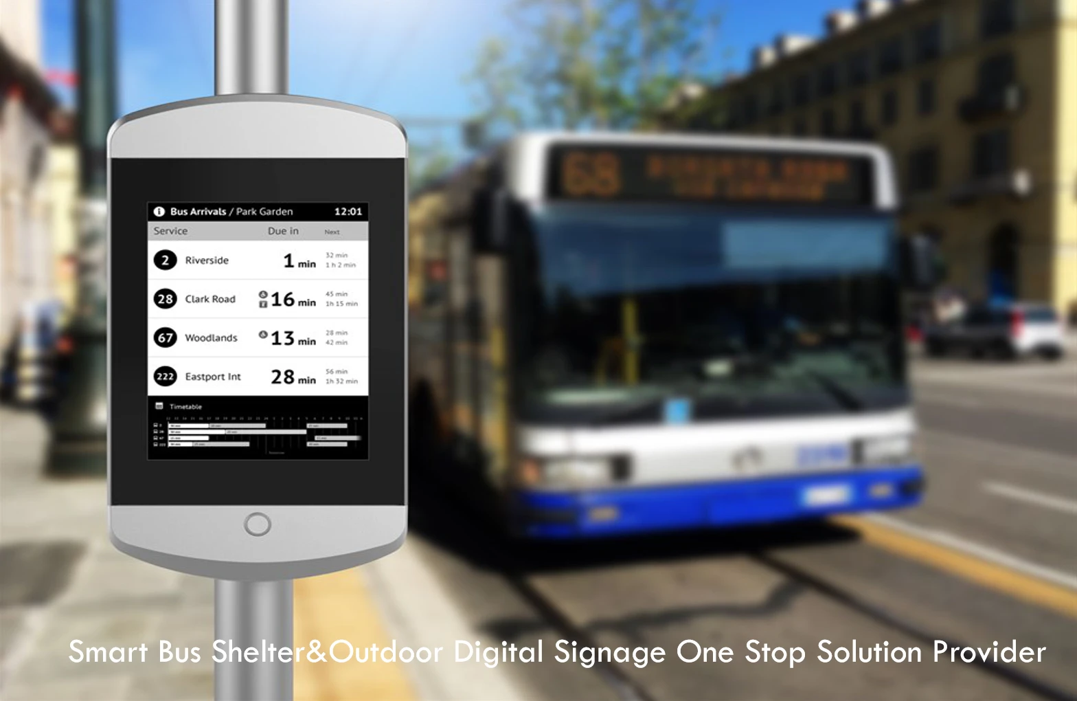 Outdoor Big E-Ink Display - Bus Stop Signage with Solar Power
