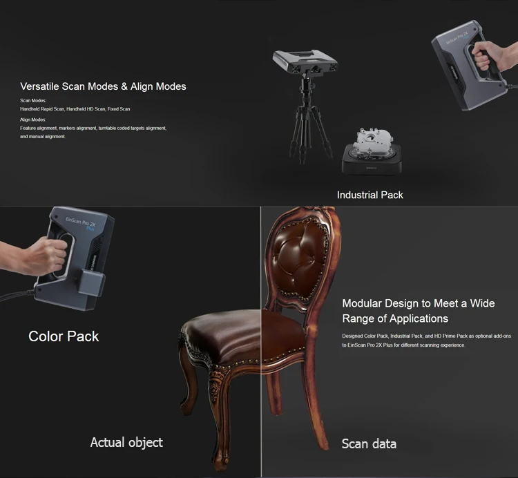 High Accuracy CNC Hand Held 3D Laser Scanner - Einscan Pro 2X Plus