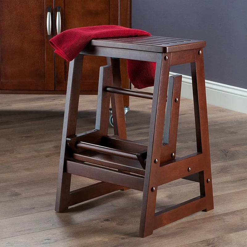 Folding Step Stool With Two Levels for Low and High Reaches Foot Stool ...
