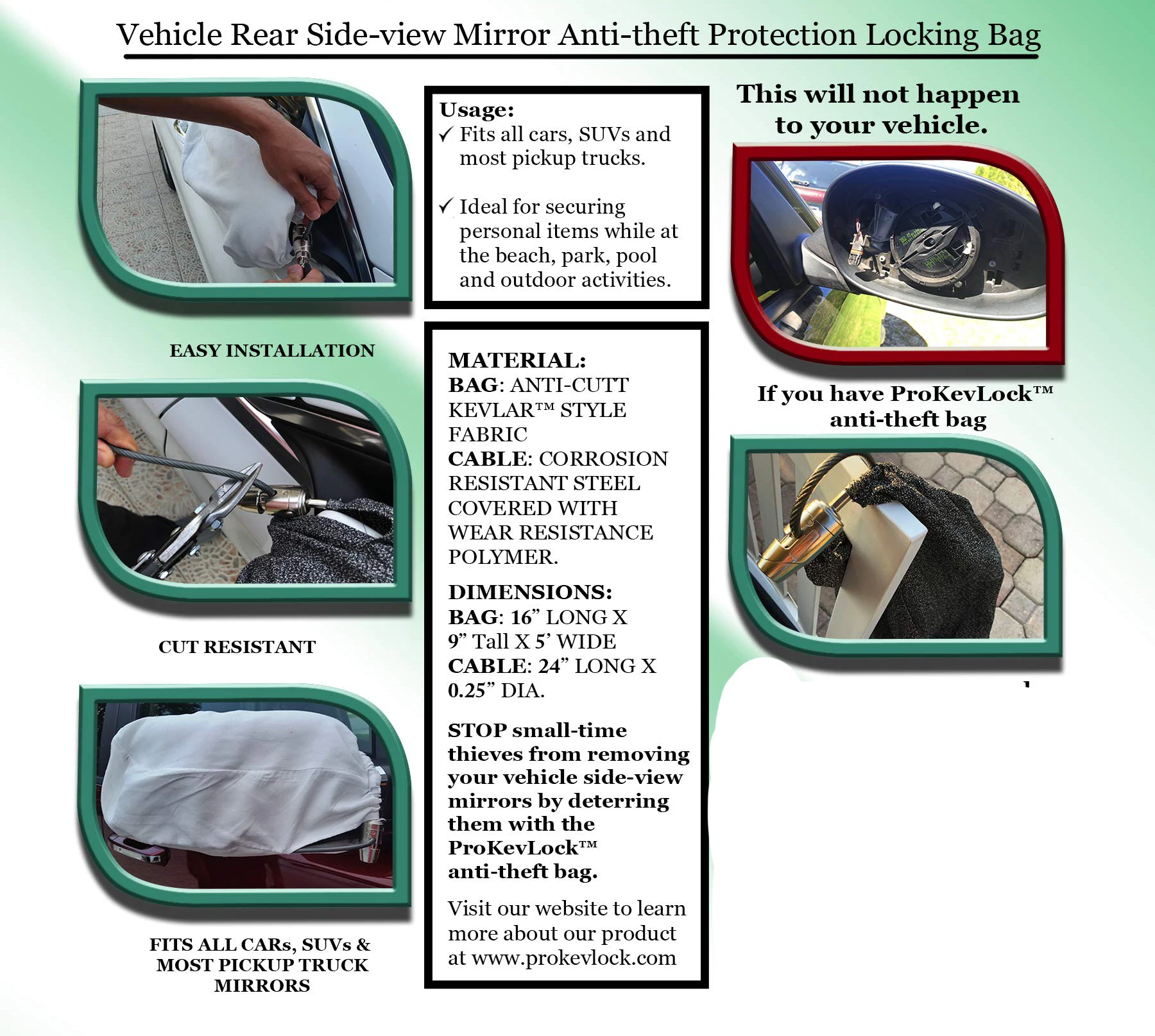 New & Improved Vehicle Side Mirror Covers with Lock - Anti-Theft Mirror ...