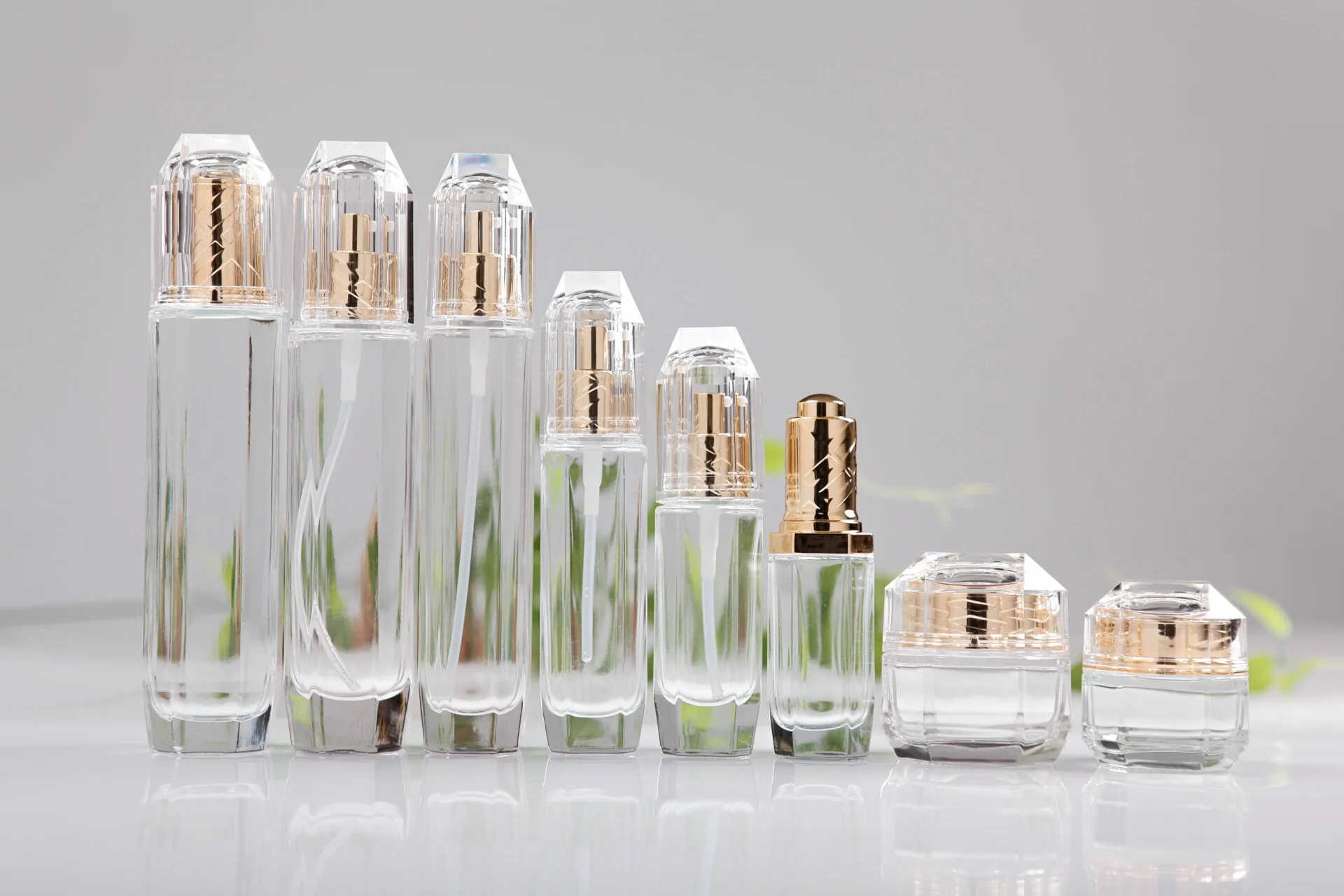 Luxury Cosmetic Glass Set 30ml Dropper Bottle 40ml 60ml 80ml 110ml 130ml Glass Lotion Pump ...