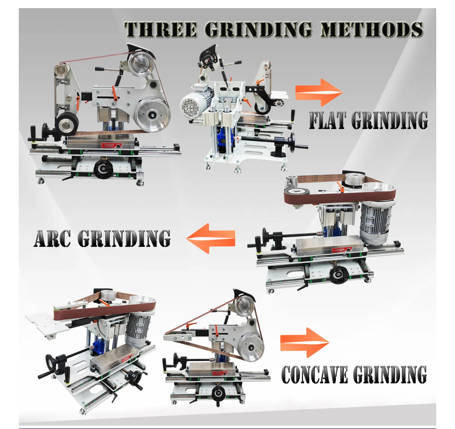 2X72 Vertical Horizontal Belt Grinder 1.5 kW 220 V Flat Platen 20/30 ...