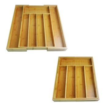 Expandable 100% Pure Bamboo Drawer Cutlery Divider Kitchen Storage ...