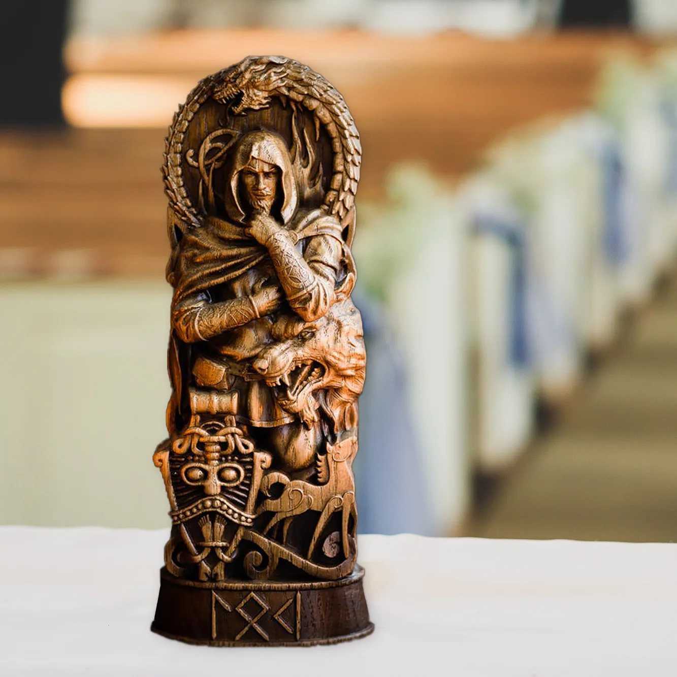 Cross-border Hero Statue Wood Carved Resin Mythical Thor God Home ...