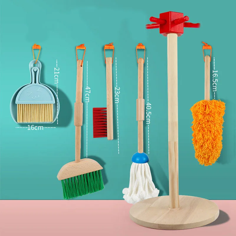 Dust! Sweep! Mop! Kids Wooden Detachable Pretend Play Toy Early ...
