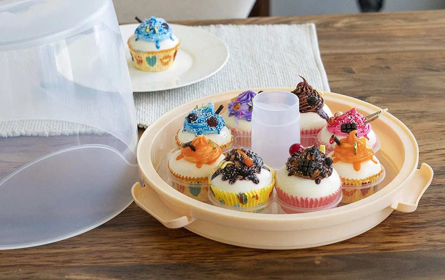 24-Cup Plastic Cake Carrier Container Snap and Stack Cupcake Muffins ...