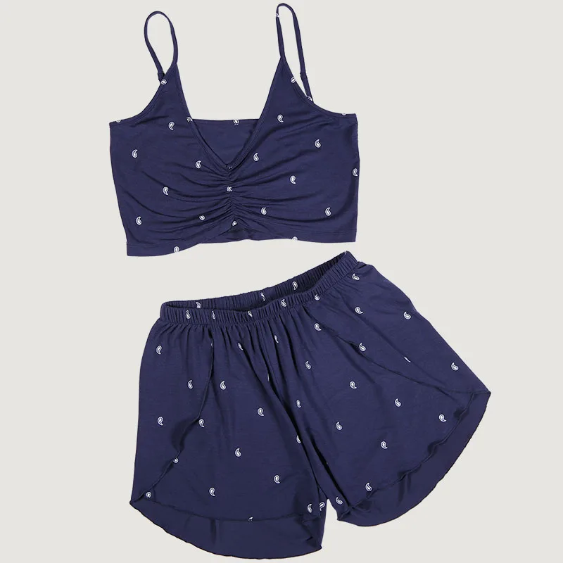 Sil-u High Quality Sleeveless Tank Crop Top And Shorts Sexy Pajamas For ...