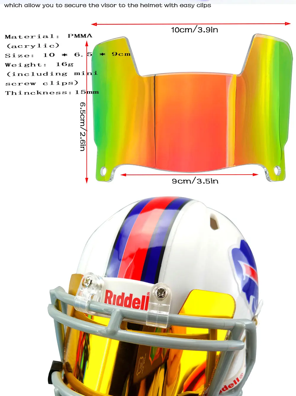 Universal Fit Custom Mini Football Helmet Visors for Collectors