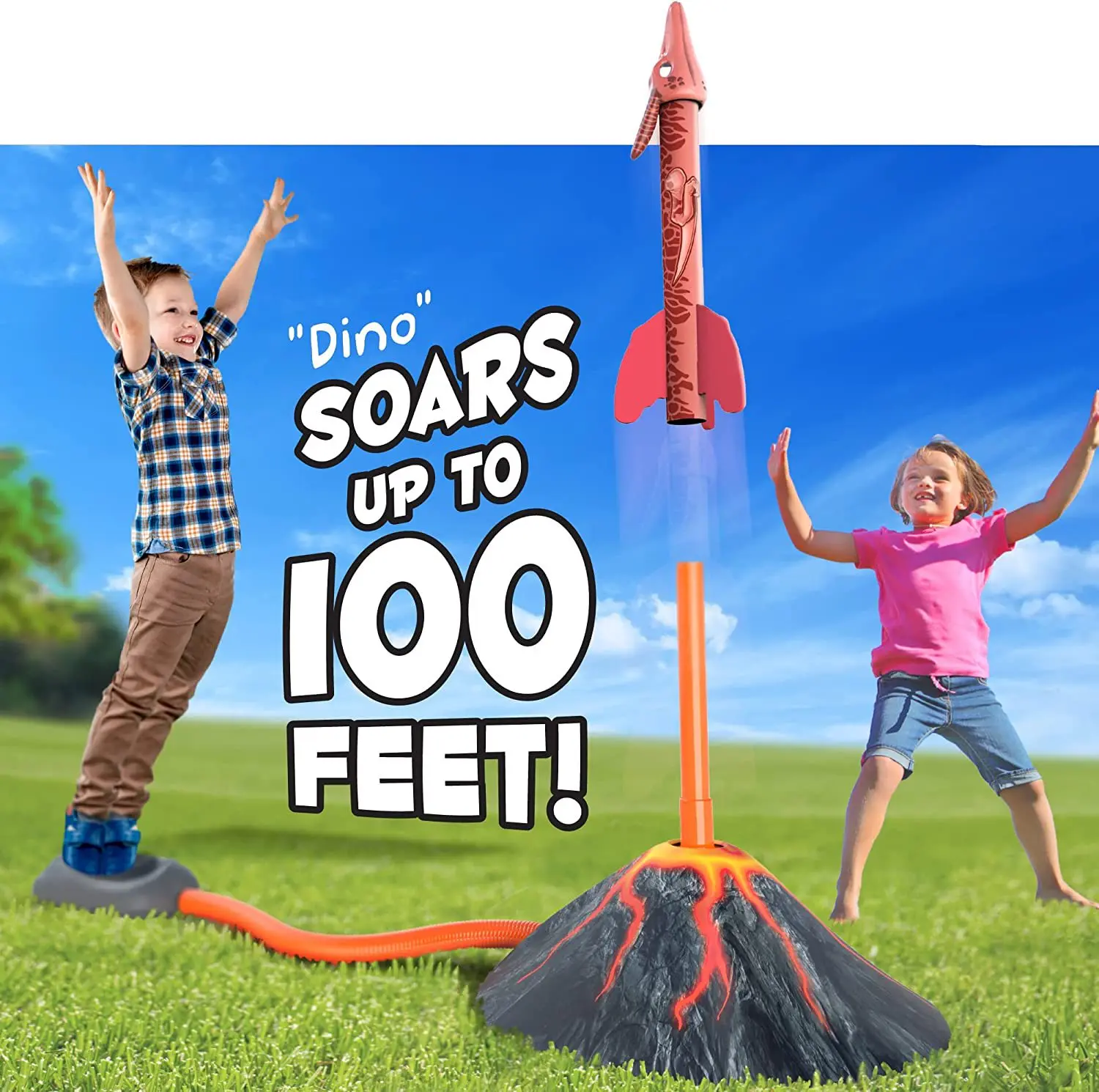 Dinosaur Rocket Launcher For Kids Dino Blasters Launch Up To 100 Ft ...