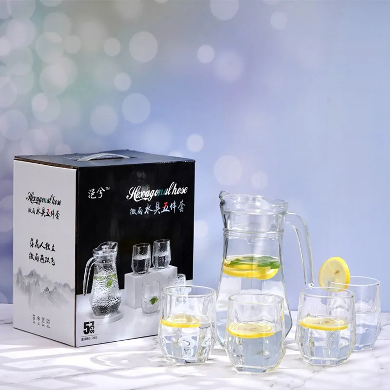 Five Piece Set Of Water Tools Gift Transparent Glass Cold Water Pot Set ...