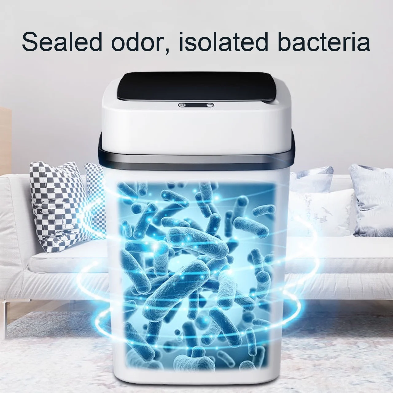 12L Smart Plastic Trash Can Fully Automatic Electric Lid Opening for ...