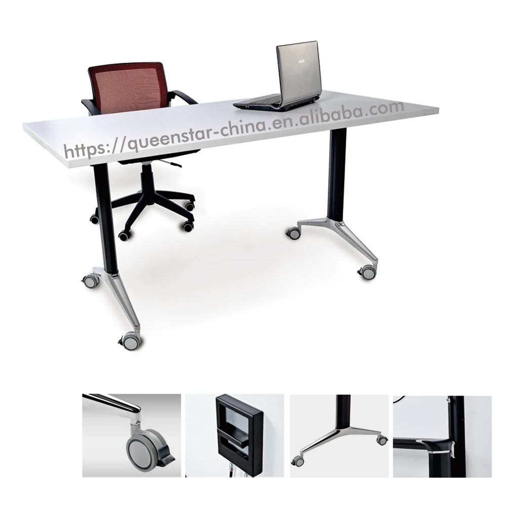Qs-td03 Melamine Laminated Board Flip Up Mobile Desks School Training ...