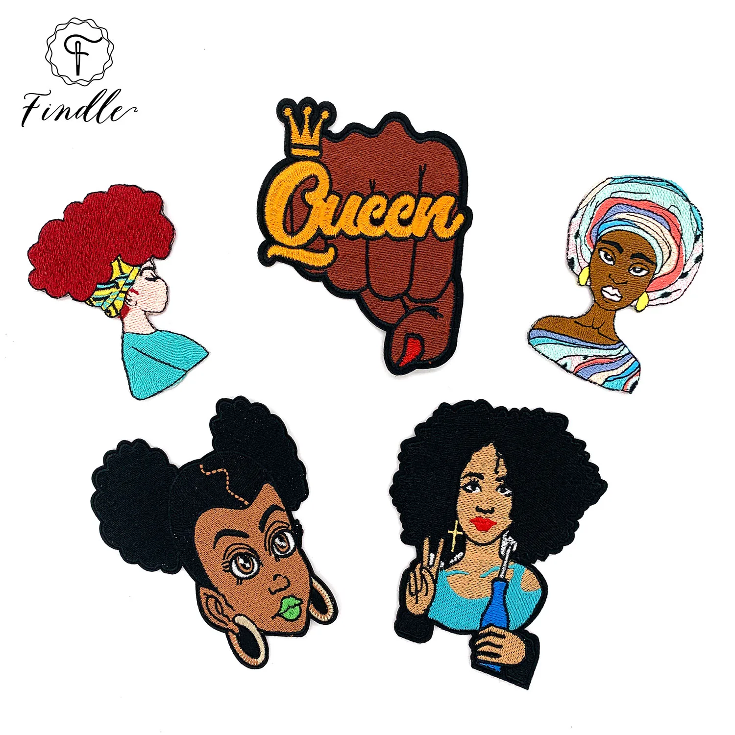 Quality Guaranteed Beautiful Effect African American Black Girl Queen Iron On Embroidery Patches ...