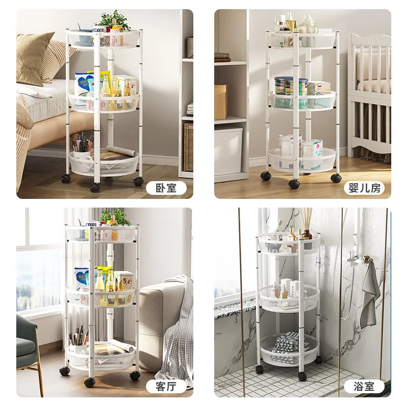 Kitchen Foldable Round Storage Rack,Floor-standing 3-layer Fruit ...