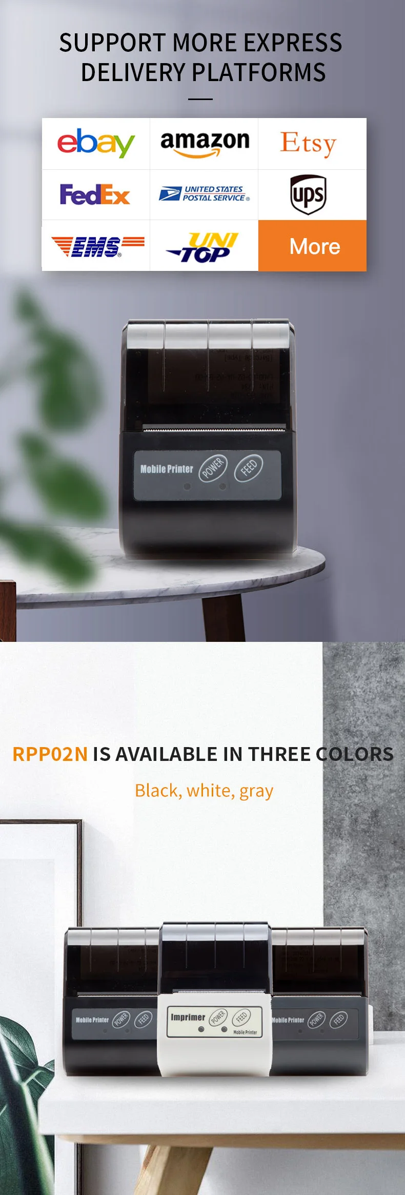 58mm Mobile Printer Android Pos Receipt Bluetooth Printer RPP02N