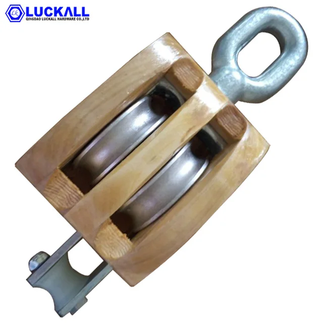 Regular Wooden Block Triple Wheel Pulley With Hook Snatch Block 5 ...