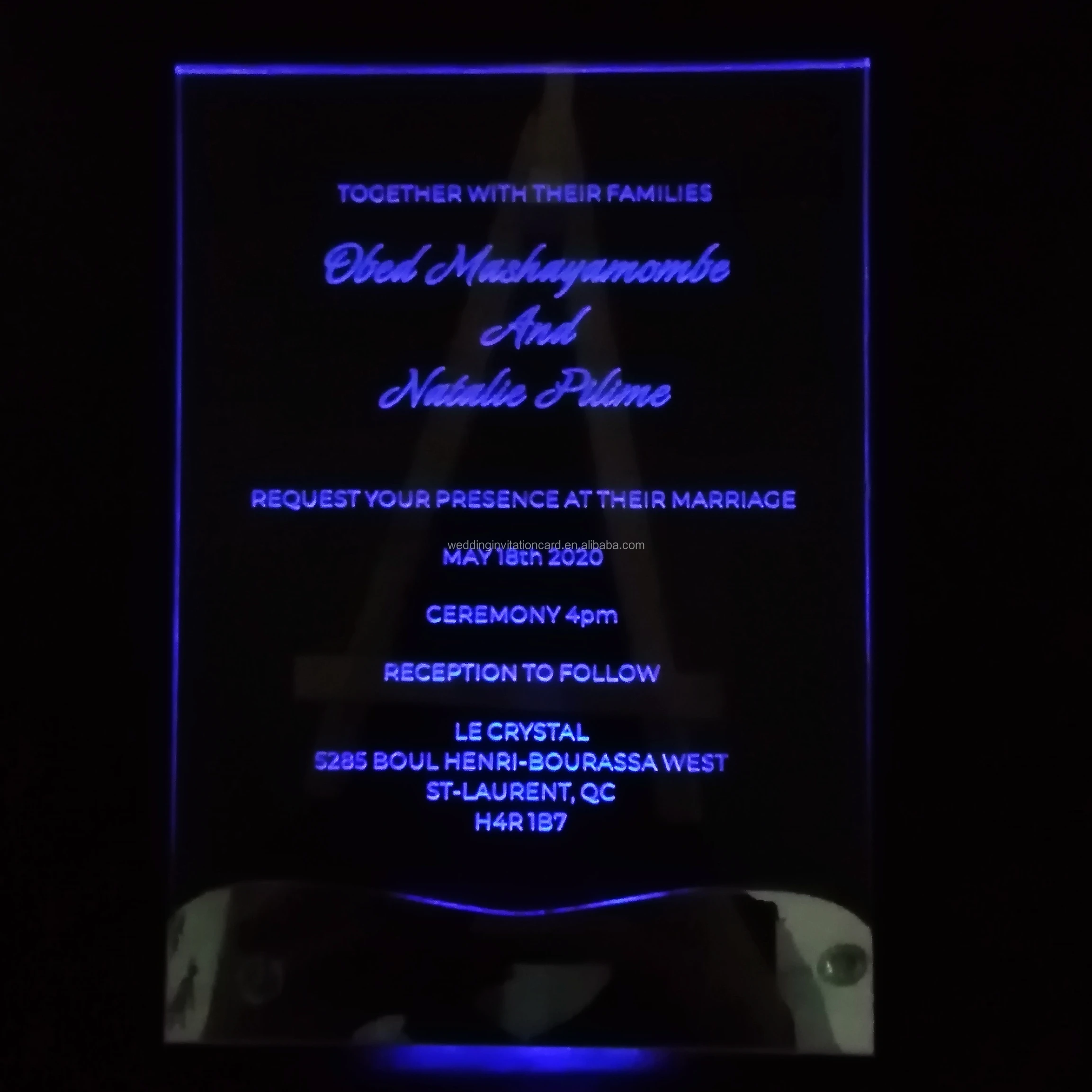 Custom Printing Unique Design White Ink Clear Acrylic Led Invitation ...