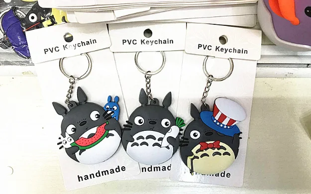 Soft Pvc Cartoon Figure Totoro Key Chain Key Ring Cute Anime 3d Double ...