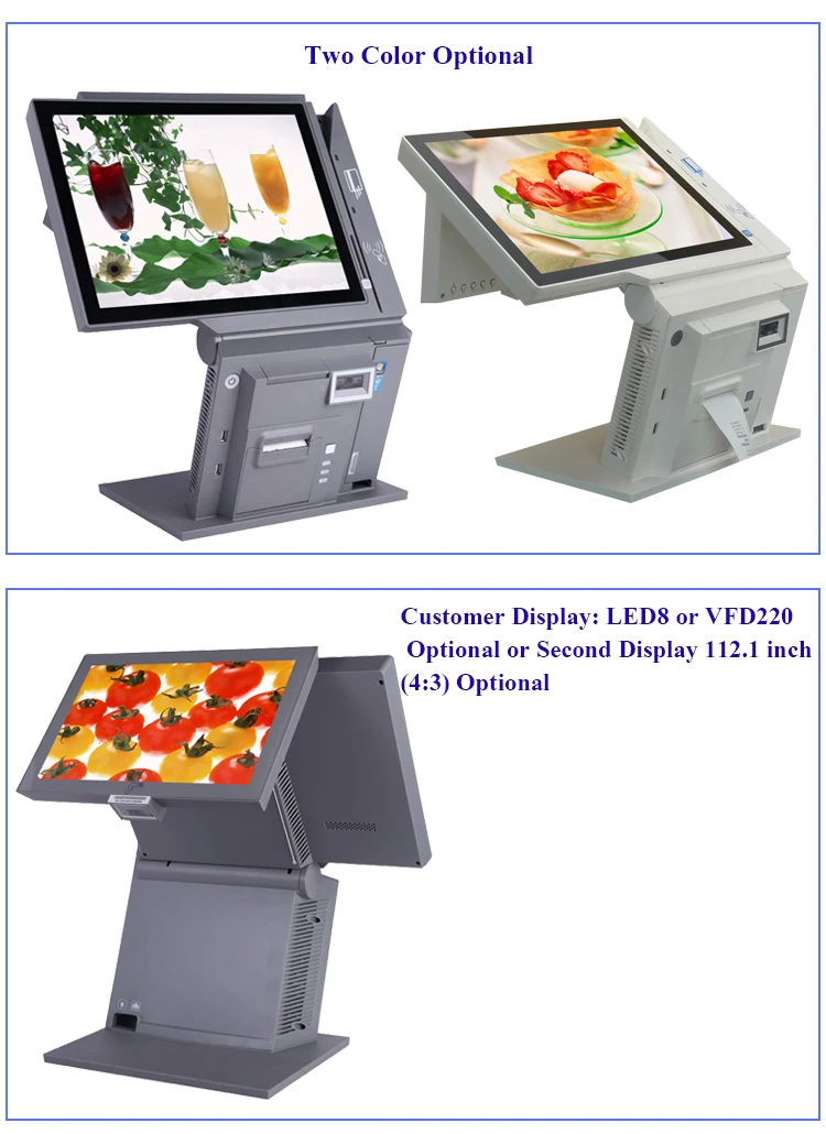 Multifunction Pos 15 Inch All In One Pos Terminal With Printer Dual ...