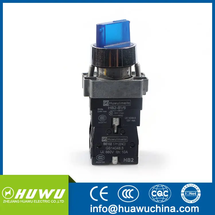 HUAWU 22mm 3 Position LED Selector Push Button Switch Plastic Aluminum ...