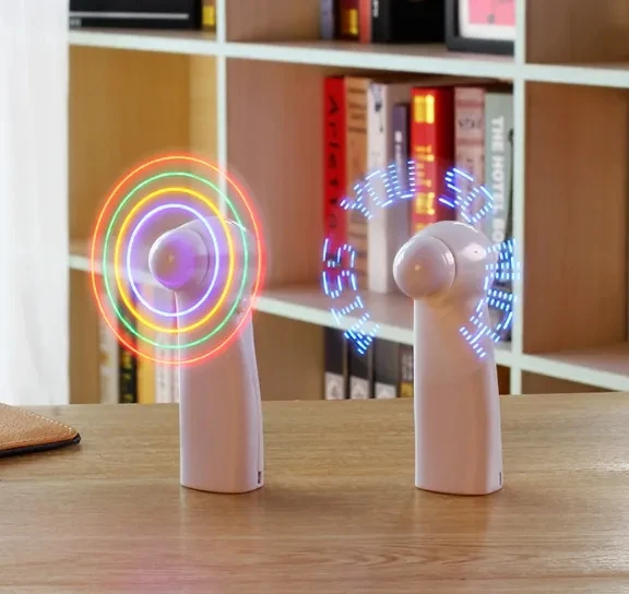 Mini Portable Handy LED Custom Message Battery Fan