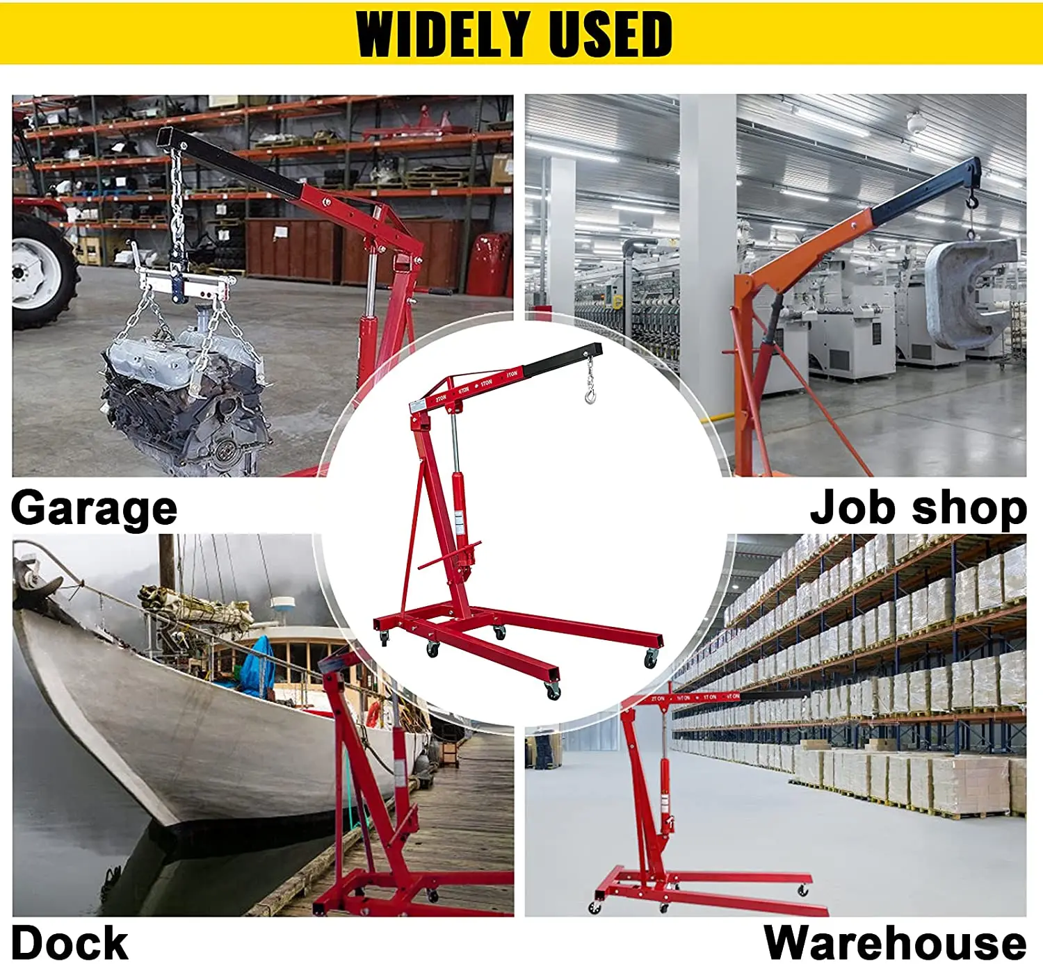 2Ton Folding Shop Hoist Crane with 1500Lbs Engine Stand for Garage ...
