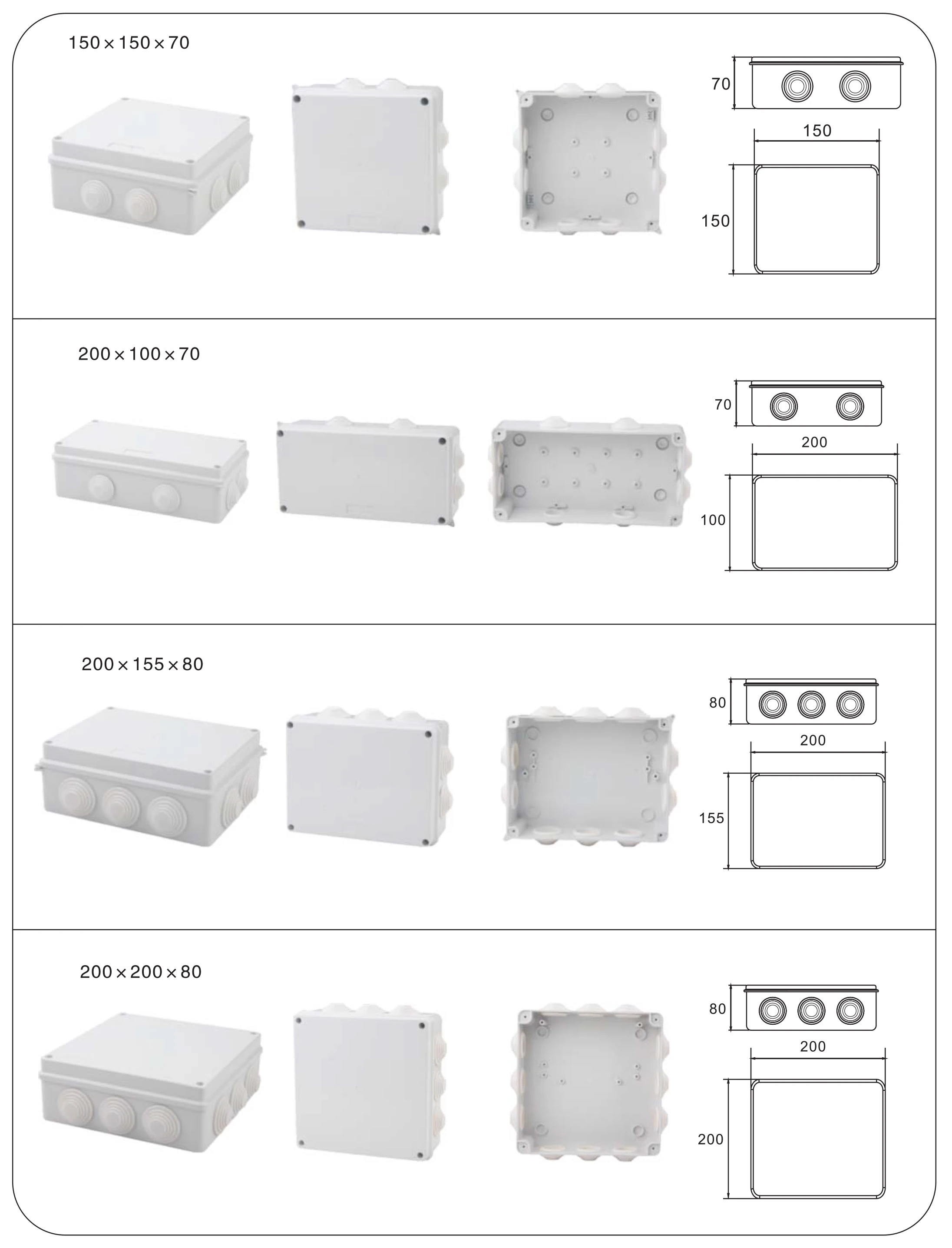 100x100x70 Waterproof Abs Junction Box With Pvc Stoppers - Oem