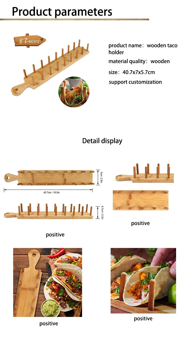 Bamboo Taco Holder Stand 8 Taco Rack For Kitchen Restaurant Taco Stand ...