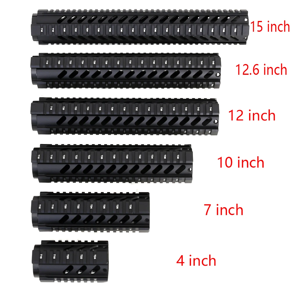 4 7 10 12 15 Inch M4 M16 Ar15 Free Float Quad Rail Picatinny Handguard ...
