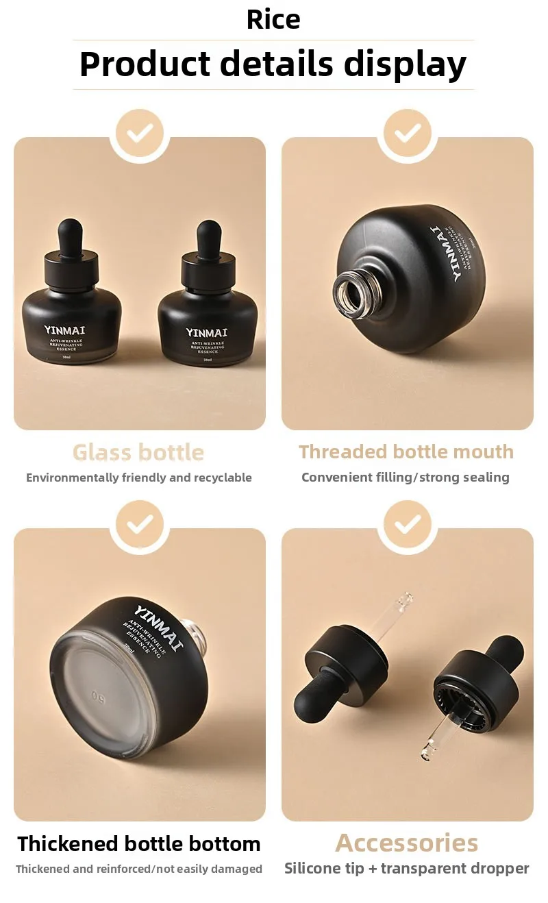Luxury Gradient Black Glass Dispensing Bottle 20ml/30ml/50ml for ...