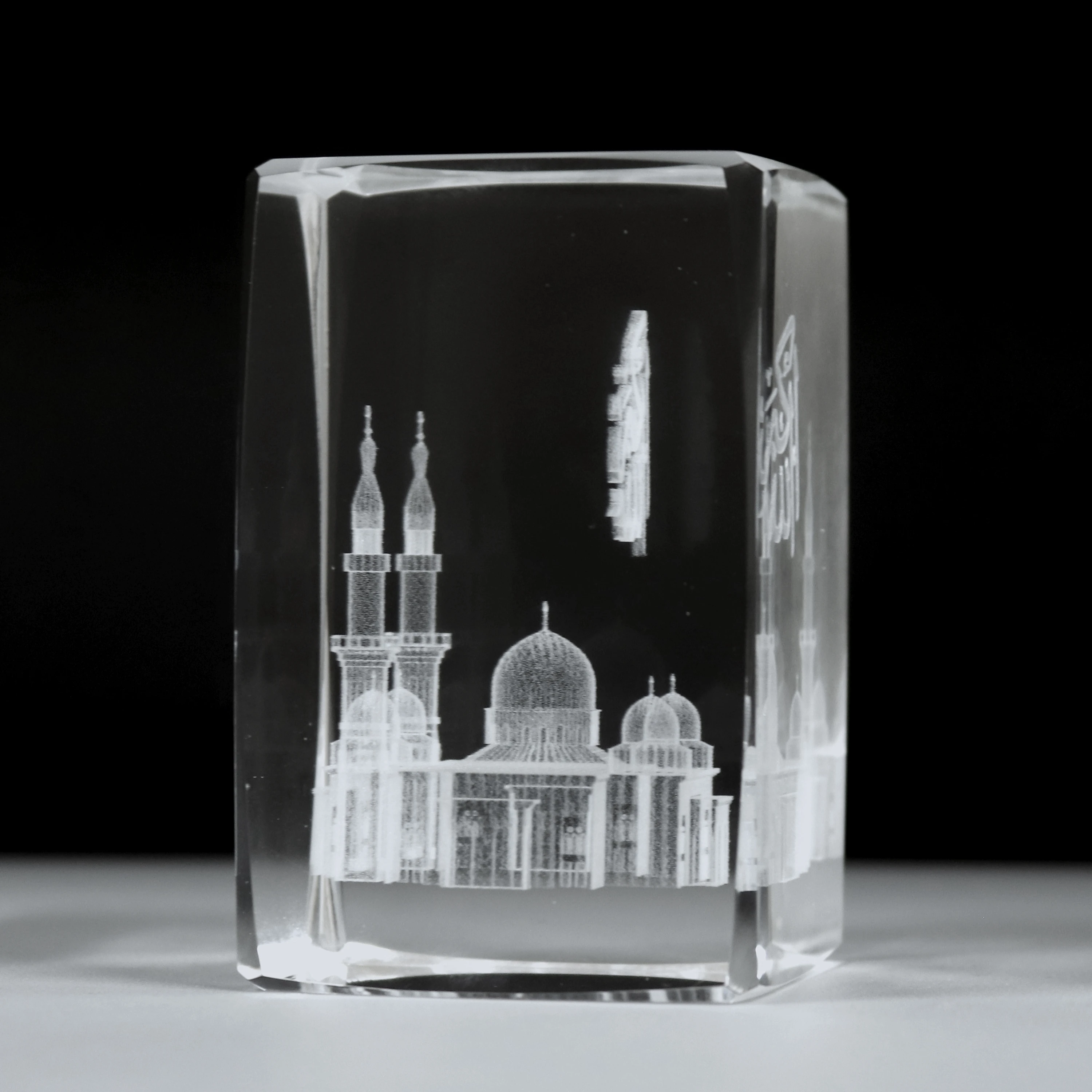 3D Laser Engraved Islamic Masjid Nabawi Allah Crystal Cube