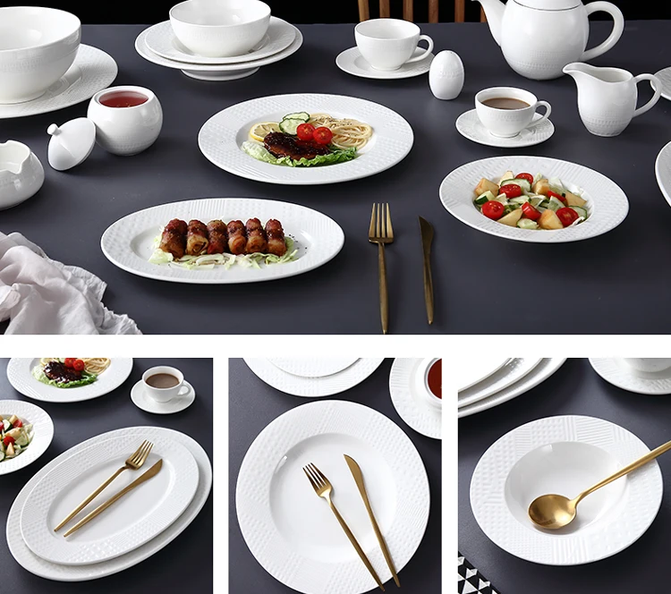 Elegant White Ceramic Dinnerware Sets by CIXUAN