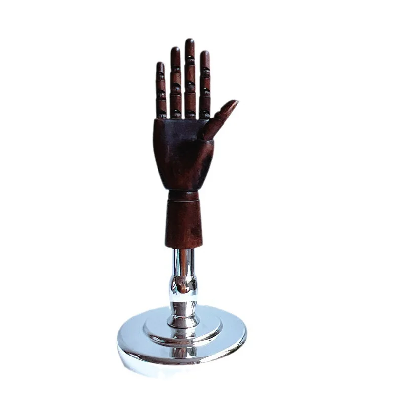 Solid Wood Hand Models With Movable Joints And Silver Base Wallet ...