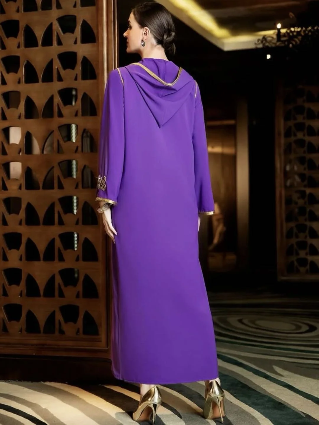 Modest Purple Muslim Dresses Women Islamic Clothing Heavy Hoodies ...