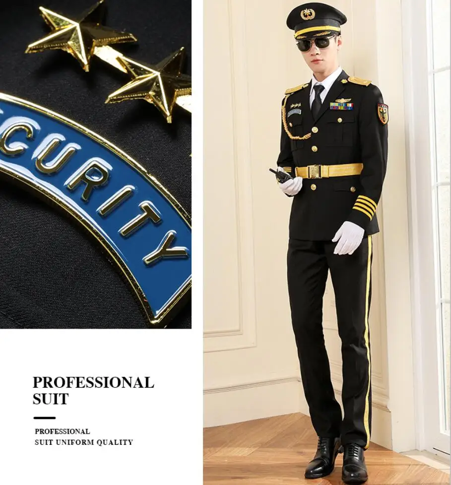 Custom Black Security Guard Officer Leader Uniforms