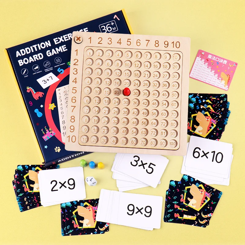Math Educational Learning Toy Wooden Multiplication Board Game ...