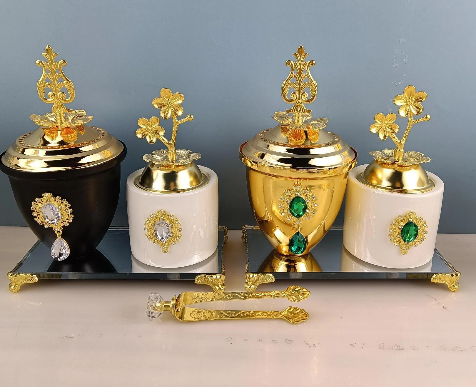 Arabic Bukhoor Burner Gift Box Contains Beautiful Glass Ceramic Incense ...